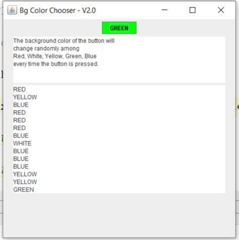 Solved Build A GUI Program With A Color Changing Button Using The Code And Course Hero