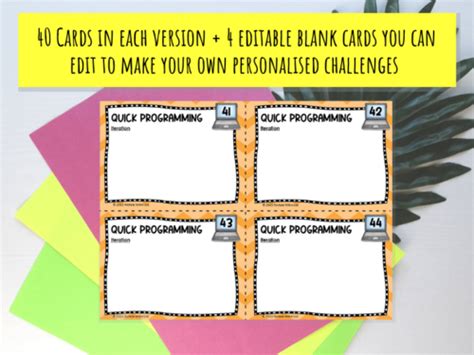 Programming Iteration Task Cards Teaching Resources