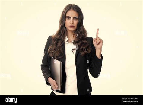 Pretty Assistant Holding Notebook Search Information Internet Young