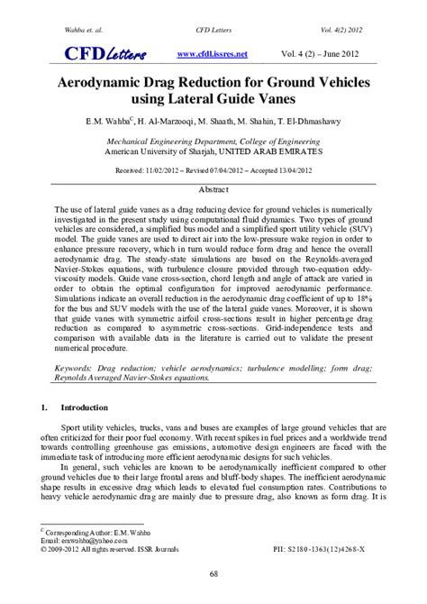 Pdf Aerodynamic Drag Reduction For Ground Vehicles Using Lateral