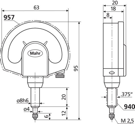 Mahr Millimess 1010 Dial Comparator Range ±025mm Graduation 001
