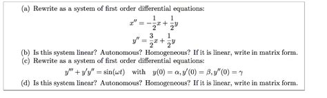 solved rewrite as a system of first order differential equations y