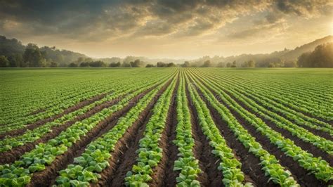 Landscape View Of A Freshly Growing Agriculture Vegetable Field Stock Illustration