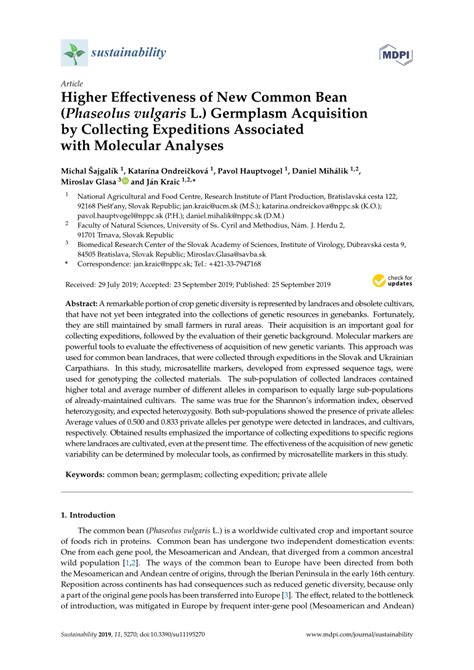 Pdf Higher Effectiveness Of New Common Bean Phaseolus Vulgaris L Germplasm Acquisition By