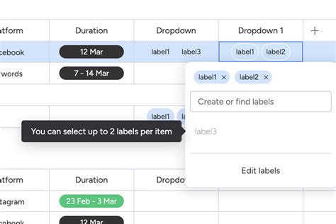 allow to define how many values can be selected in a dropdown column