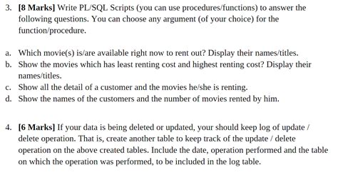 3 [8 marks] write pl sql scripts you can use