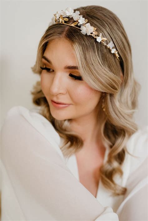 Flowers Wedding Crown Gold Wedding Hair Accessories Bridal Halo Flowers Bridal Headpiece