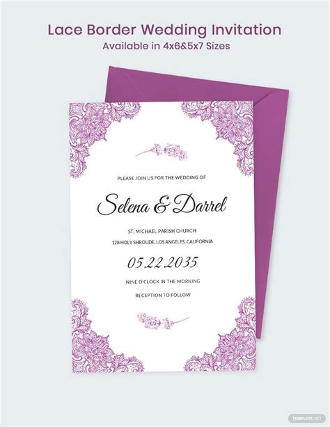 Lace Border Wedding Invitation Template In Psd Illustrator Word