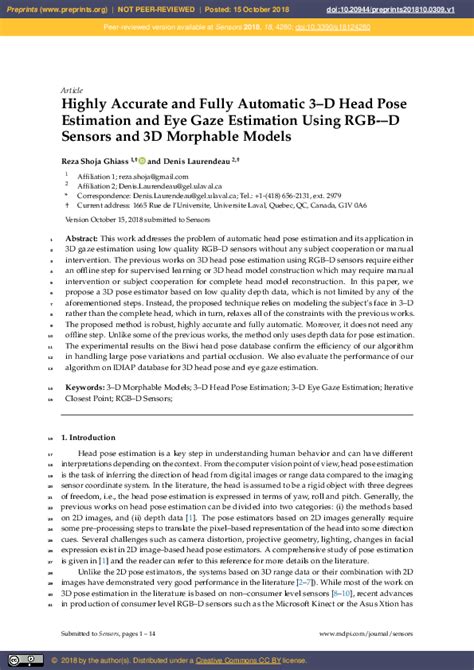 Pdf Highly Accurate And Fully Automatic 3d Head Pose Estimation And Eye Gaze Estimation Using