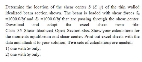 Determine The Location Of The Shear Center Sξη Of