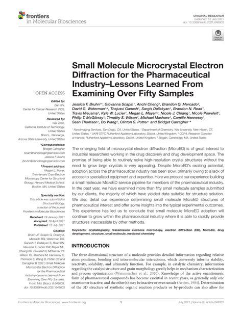 Pdf Small Molecule Microcrystal Electron Diffraction For The