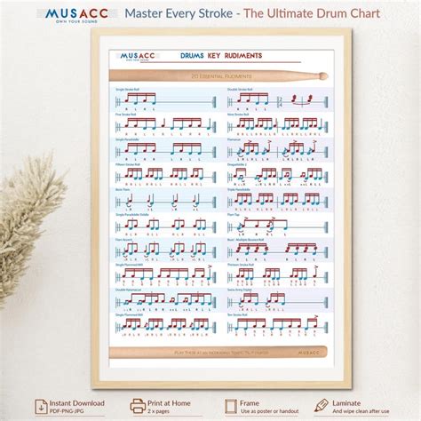 Drum Rudiments Chart Beginner Drum Keykord Printable Learn Drumming