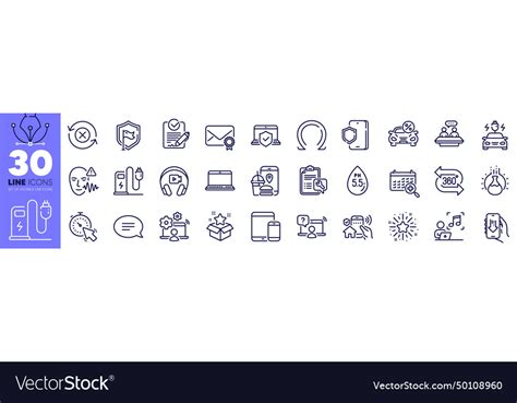 Timer Car Charging And Loyalty Program Line Icons Vector Image