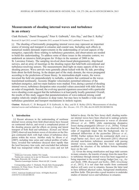 Pdf Measurements Of Shoaling Internal Waves And Turbulence In An Estuary