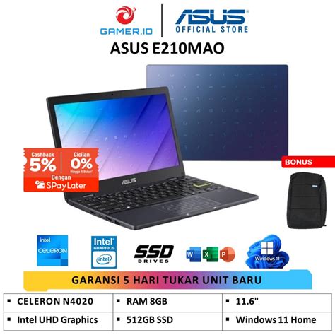 Jual Asus E210mao Intel Celeron N4020 Ram 8gb 512gb Ssd Win11 Ohs 116