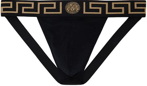 Versace Underwear Black Greca Border Jockstrap Versace Underwear