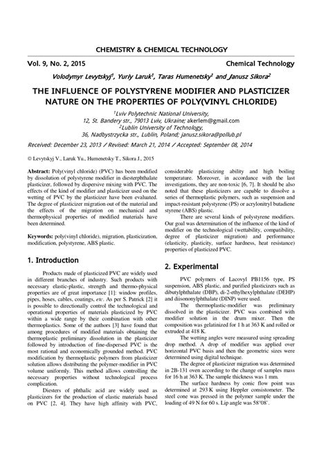 Pdf The Influence Of Polystyrene Modifier And Plasticizer Nature On