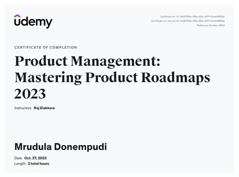Udemy Course Completion Certificate Mrudula Donempudi