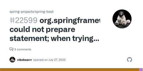 Orgspringframeworkdaoinvaliddataaccessresourceusageexception Could Not Prepare Statement