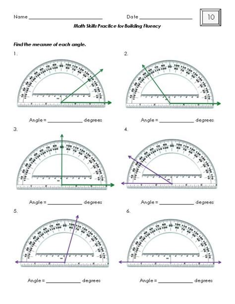 6th Grade Math Skills Pages 10 11 ~ Measuring And Classifying Angles