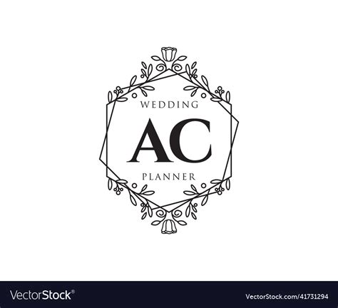 Ac Initials Letter Wedding Monogram Logos Vector Image