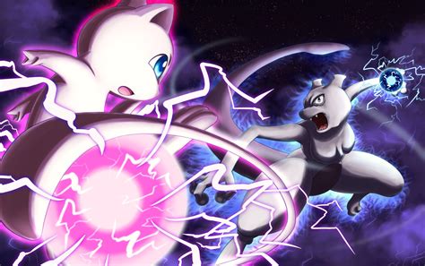 Mew Vs Mewtwo Epic Showdown 4k Ultra Hd Pokémon Anime Wallpaper By