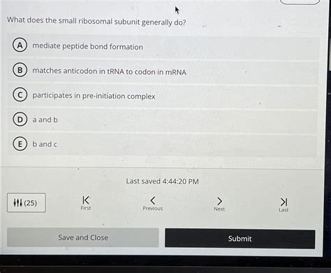 Solved What Does The Small Ribosomal Subunit Generally