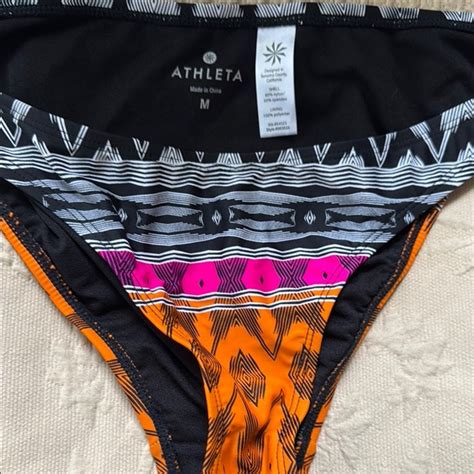 Athleta Swim Athleta Black And Orange Patterned Bikini Bottom Poshmark