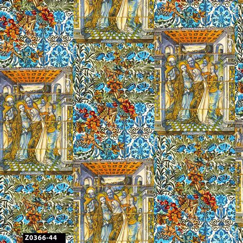 Stylish Fabric Mosaic Tile Pattern 100 Cotton Quilting Fabric For Diy