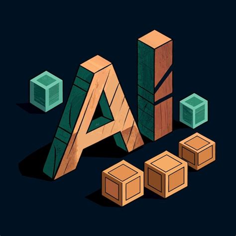 인공지능 Ai 또는 기계 학습 Machine Learning 은 미래의 세계 개념에서 스트래글 큐브 Straggle Cube 나무 블록 Wooden Block