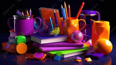 A Variety Of Colorful Objects Sit Around Their Owner Powerpoint