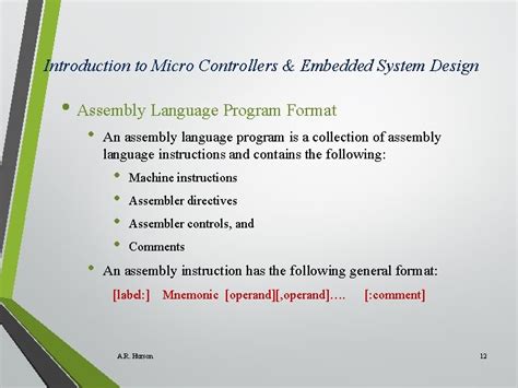 Introduction To Micro Controllers Embedded System Design Assembly