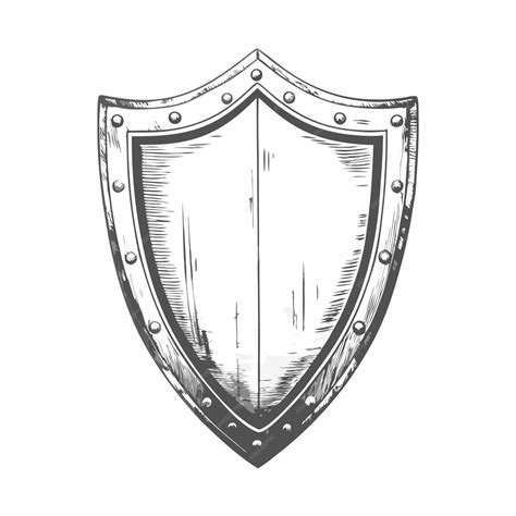 A Black And White Drawing Of A Shield With A Shield On It Premium Ai