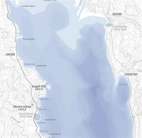Flathead Lake Bathymetry Map Flathead Lake Flathead Lake Art