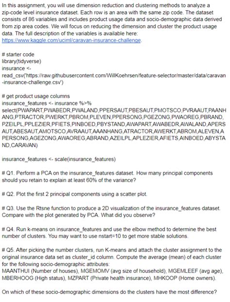 in this assignment you will use dimension reduction