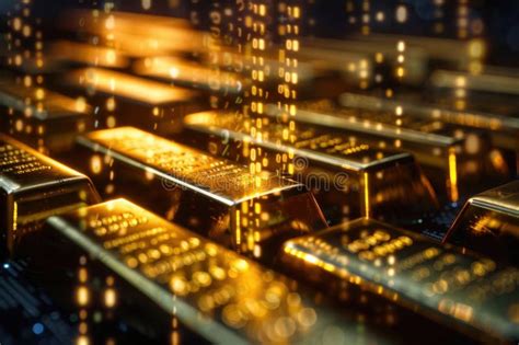 Futuristic Digital Transformation Gold Bars Binary Code Financial Asset
