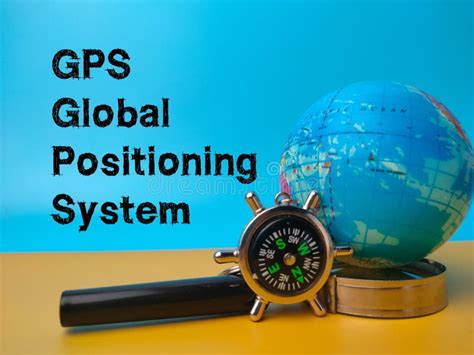Compassmagnifying Glass And Earth Globe With The Word Gps Stock Image