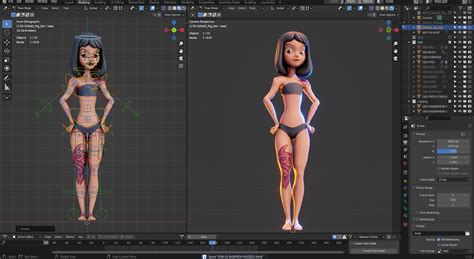 Rigged Stylized Girl Character Design Blender Dina Style 1 With