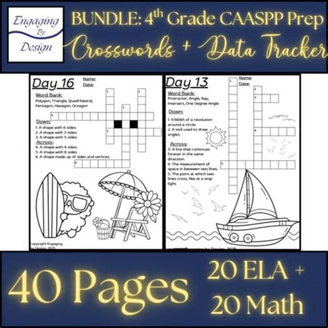 Bundle 4th Grade Caaspp Test Prep Crosswords And Data Tracker Tpt
