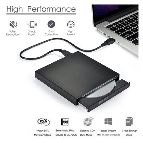 Slim External Dvd Rw Cd Writer Drive Burner Reader Player Optical