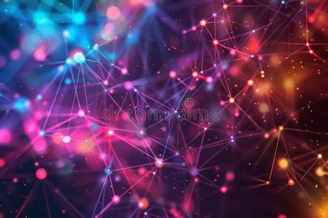 Colorful Abstract Network Connection Lines Stock Illustration