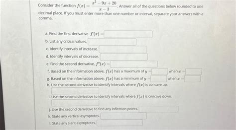 Solved Onsider The Function F X X−3x2−9x 20 Answer All Of