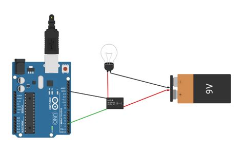 Circuit Design Control Light Bulb Using Relay Tinkercad