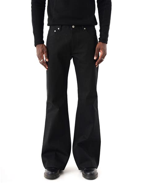 Menes Okayama Raw Selvedge Slim Bootcut Jeans Jet Black