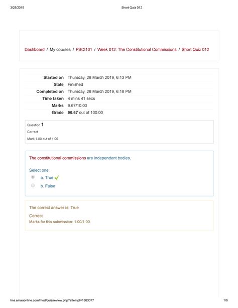 Short Quiz Pdf Dashboard My Courses PSCI Week The Constitutional