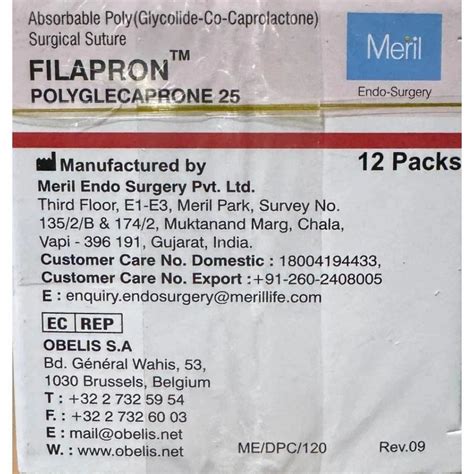 Polyglecaprone 25 Meril Pcl301326u Polyglactin Absorbable Surgical