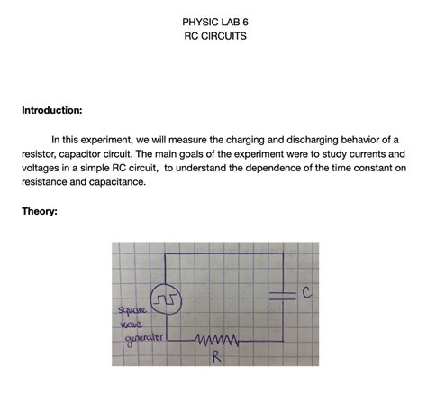 Solved PHYSIC LAB REPORT RC CIRUCUIT Please Help Me To C Chegg Com