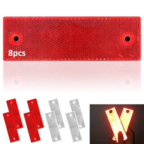 Qttvbtna 8 Pcs Car Reflector Sticker Self Adhesive Rectangular Rear