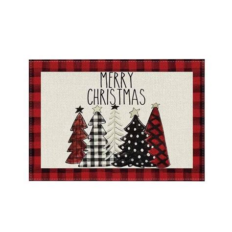 Catzon Plaid Christmas Trees Table Runner Kitchen Dining Table