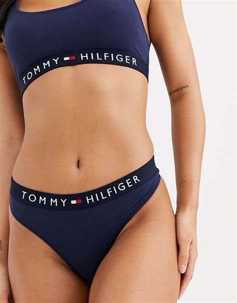 Tommy Hilfiger Original Cotton Thong In Navy Asos